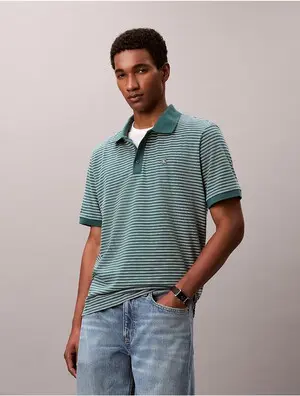 Calvin Klein Varsity Stripe Polo Shirt - Vineyard