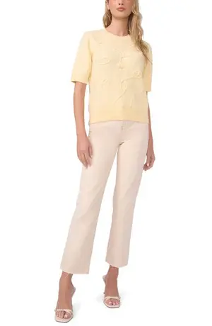 Vince Camuto Floral Appliqué Cotton-blend Sweater