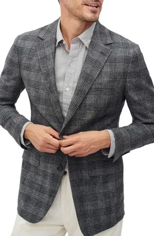 Bonobos Unconstructed Slim Fit Check Blazer - Grey Melange Plaid