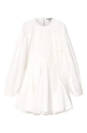 ALLSAINTS Chia Smock Bodice Long Sleeve Minidress - White