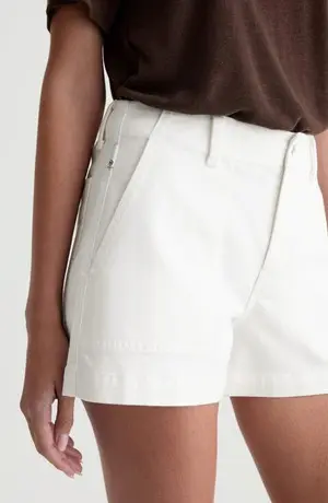 Ag Analeigh High Waist Twill Shorts - Powder