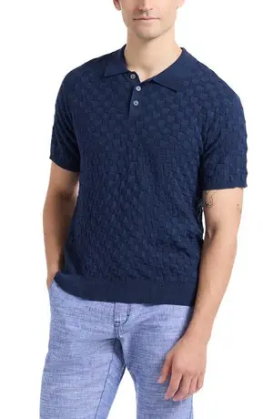 Robert Graham Hampson Cotton Polo Sweater - Navy