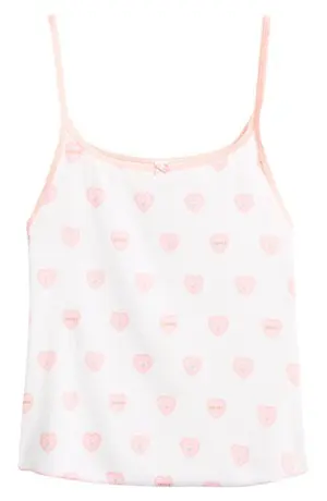 SKIMS Heart Print Stretch Cotton Tank - Snow Lace Hearts