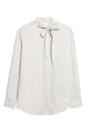 Emporio Armani Stripe Tie Neck Button-up Shirt
