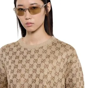 Gucci Wool Cashmere Sweater With Gg Crystals - Beige