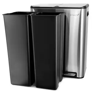 ELAMA 2 Section 30 Liter/ 8 Gallon Each Section Trash And Recycling Step Bin With Slow Close Mechanism