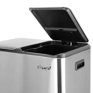 ELAMA 2 Section 30 Liter/ 8 Gallon Each Section Trash And Recycling Step Bin With Slow Close Mechanism