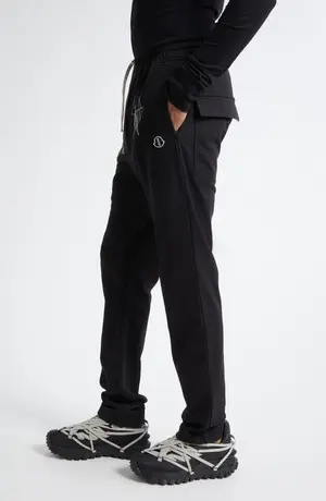 Moncler Cotton Sweatpants With Geometric Topstitching - Black