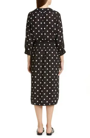 Comme Des Garçons Polka Dot Georgette Button Front Dress
