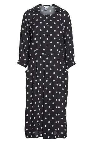 Comme Des Garçons Polka Dot Georgette Button Front Dress