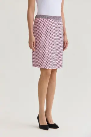 Ming Wang Shell Stitch Knit Straight Skirt