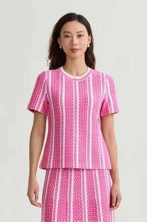 Ming Wang Roadmap Pattern Knit Top