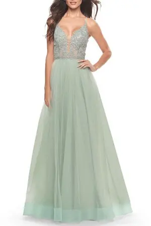La Femme Tulle Gown With Lace Bodice