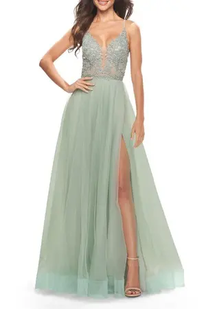 La Femme Tulle Gown With Lace Bodice
