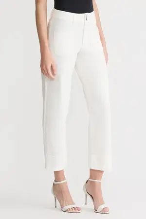 Ming Wang Cropped Wide-leg Jeans With Cuffed Hem