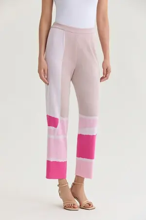 Ming Wang Soft Knit Colorblock Ankle Pants