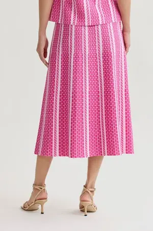 Ming Wang Roadmap Pattern Knit Midi Skirt