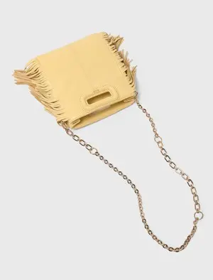 Maje Matte Crackled Leather Mini Bag With Fringe