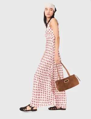 Maje Patterned Silk Maxi Dress