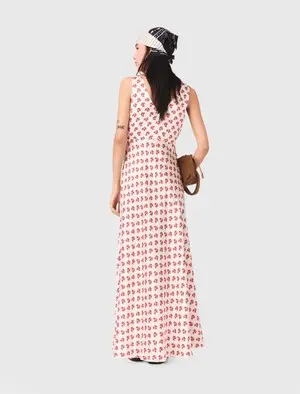 Maje Patterned Silk Maxi Dress