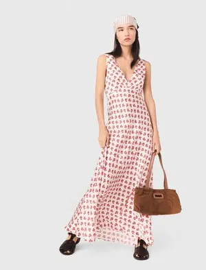 Maje Patterned Silk Maxi Dress