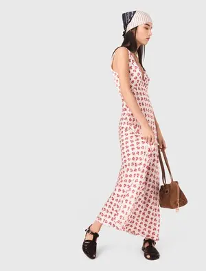Maje Patterned Silk Maxi Dress
