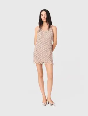 Maje Embellished Beaded Mini Dress - Ecru