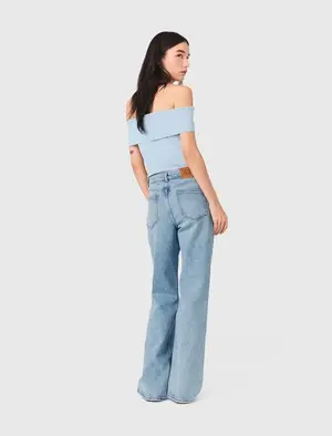 Maje Bardot Rib Knit Off-the-shoulder Top