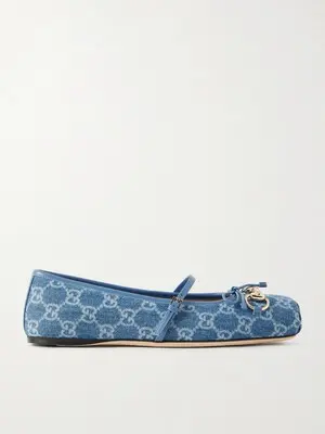 Gucci Horsebit Denim Ballerina Flats - Blue