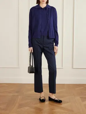 Gucci Perforated Silk And Cotton-blend Polo Top