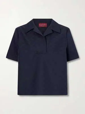 Gucci Jacquard Polo Top - Navy