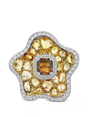 HYT JEWELRY Flower-shape Diamond Statement Ring - Silver