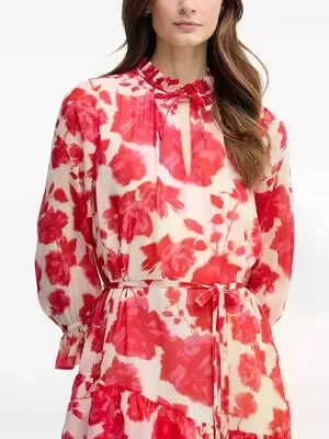 MARC AUREL Ruffled Floral-print Midi Dress
