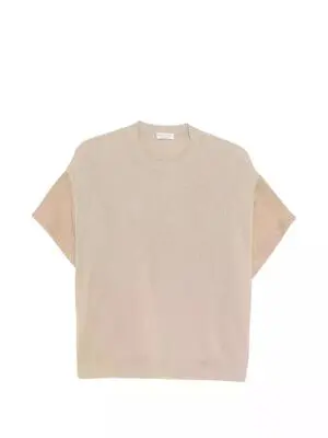 Brunello Cucinelli Panelled Ribbed T-shirt - Neutrals