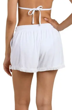 La Blanca Fringe Drawstring Terry Shorts