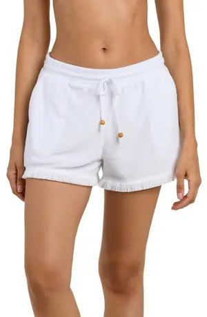 La Blanca Fringe Drawstring Terry Shorts
