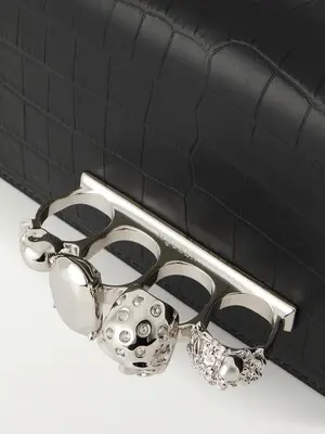Alexander McQueen Jeweled Satchel Mini Embellished Croc-effect Leather Shoulder Bag