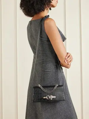 Alexander McQueen Jeweled Satchel Mini Embellished Croc-effect Leather Shoulder Bag