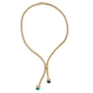 TOSCANO 14k Yellow Gold Lariat Necklace With Malachite - Green