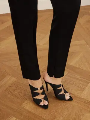 Saint Laurent Emilie Crystal-embellished Mules - Black