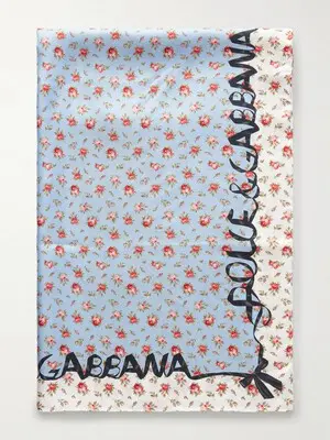 Dolce & Gabbana Printed Silk-twill Scarf - Blue