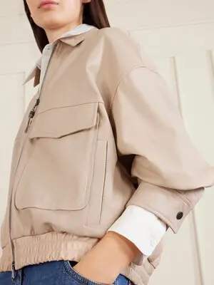 Brunello Cucinelli Leather Jacket - Neutrals