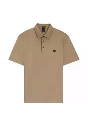 BOSS Mercerized-cotton Polo Shirt With Double B Monogram - Neutrals