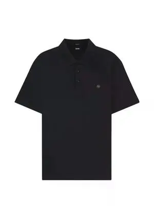 BOSS Mercerized-cotton Polo Shirt With Double B Monogram - Black