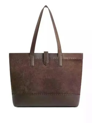 Manière De Voir Suede And Pebbled Leather Tote Bag - Brown
