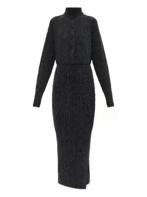 ALLSAINTS High-neck Cable-knit Dress - Grey