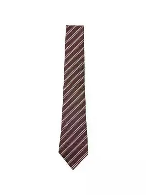 Zegna Striped Silk Neck Tie - Red