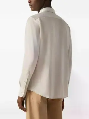 Zegna Silk Linen And Cotton Shirt Neutrals