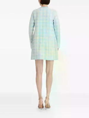 Oscar De La Renta Gingham Coat With Floral Appliqu