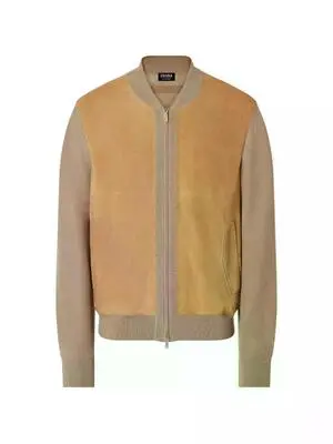 Zegna Panelled Bomber Jacket - Neutrals